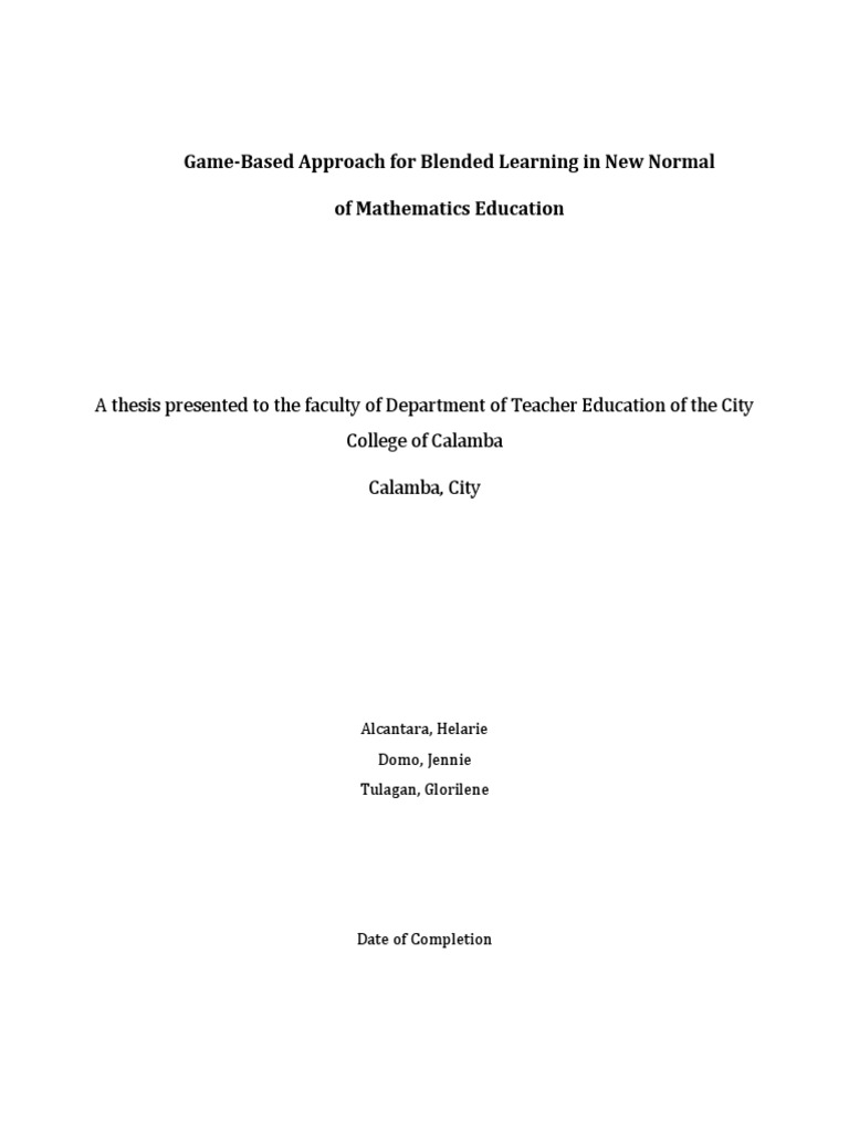 Game Based Approach For Blended Learning In Mathematics Education 1 1 Pdf Learning Teachers