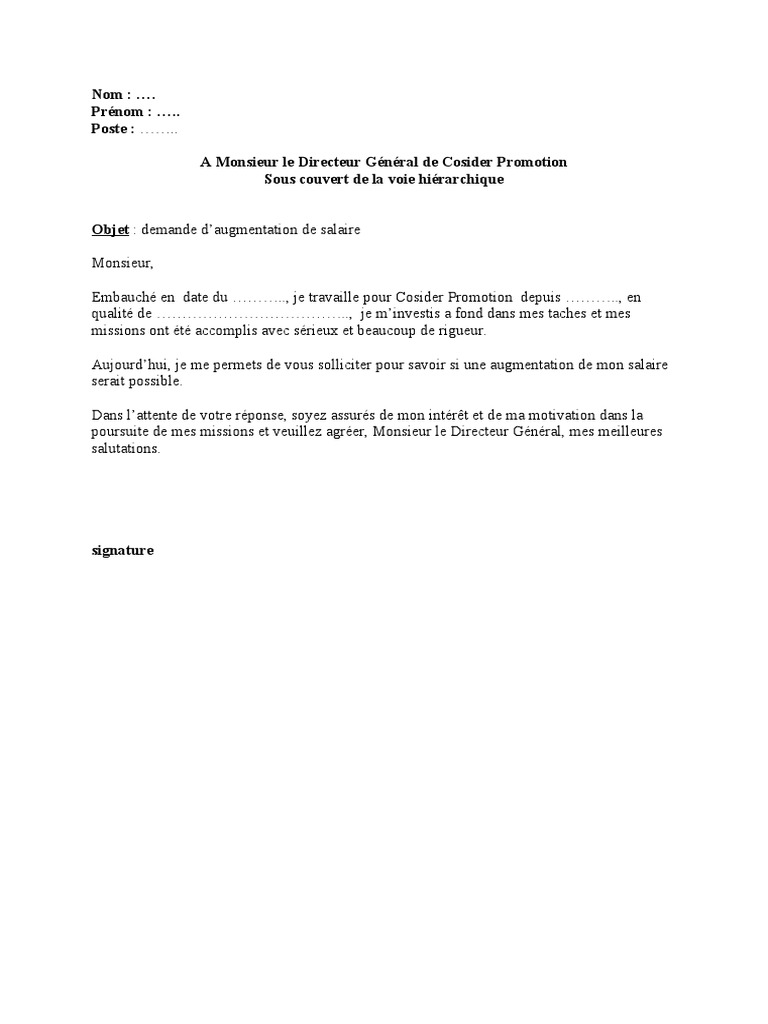 Demande d'augmentation de salaire | PDF | Évolution de carrière
