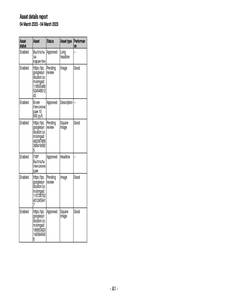 Asset Status Report March 2023 | PDF | Business