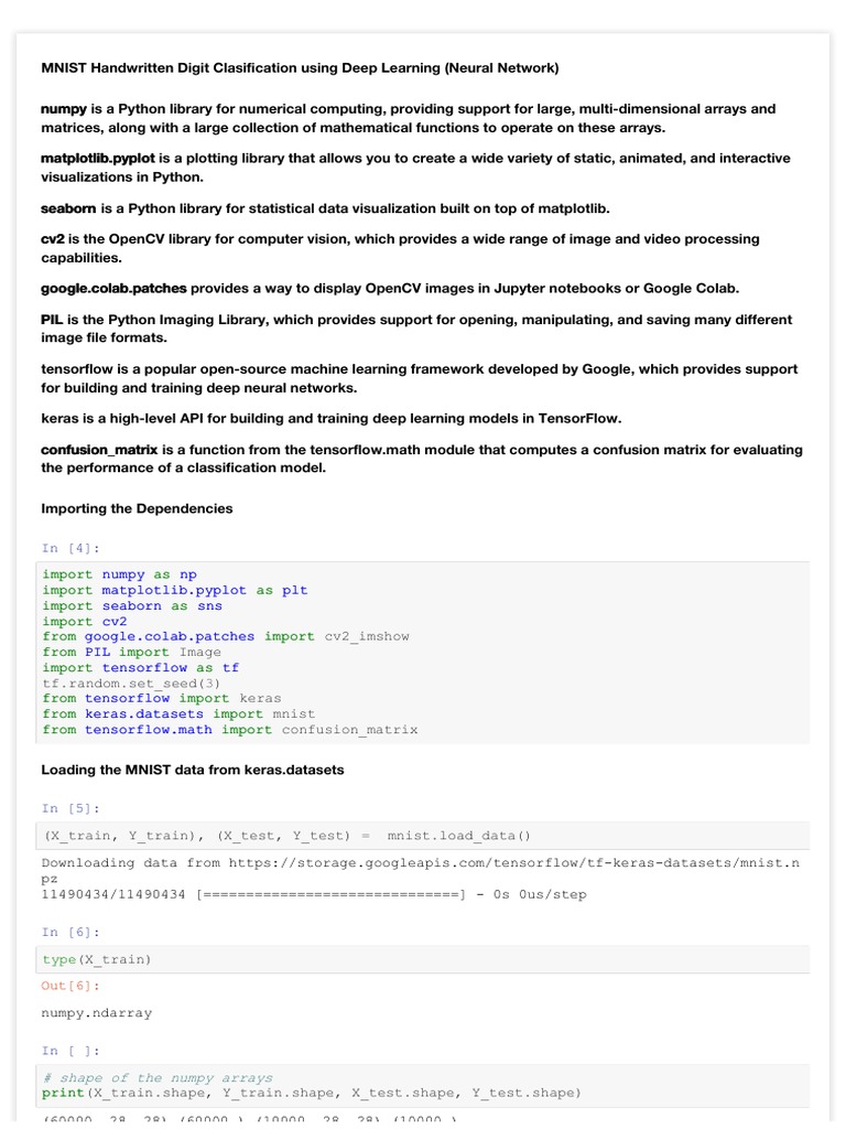 MNIST Digit Classification Using NN | PDF | Machine Learning | Learning MNIST Digit Classification Using NN | PDF | Machine Learning | Learning