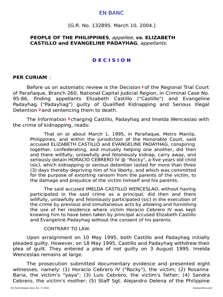 People v. Castillo (For Digest) | PDF | Detention (Imprisonment) | Plea