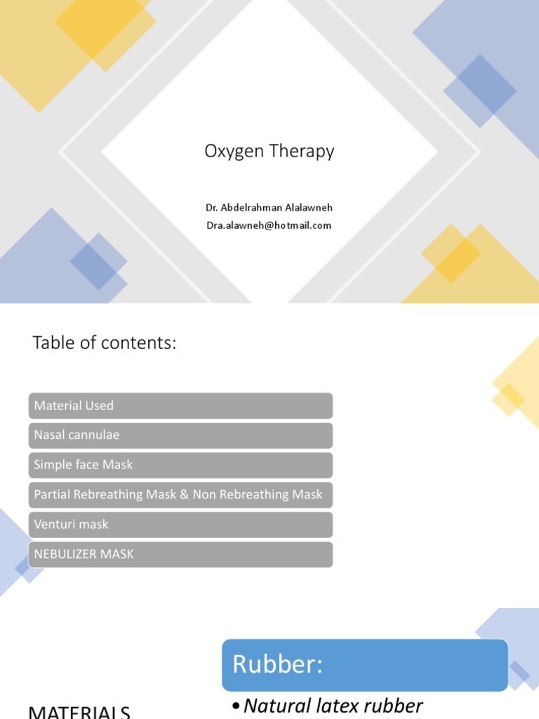 Lecture 2 Oxygen Therapy - 093704 | PDF | Respiration | Gases
