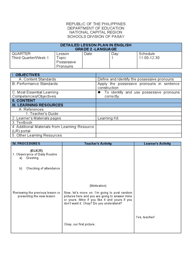 Grade 2 Lesson 1 | PDF | Plural | Grammatical Number