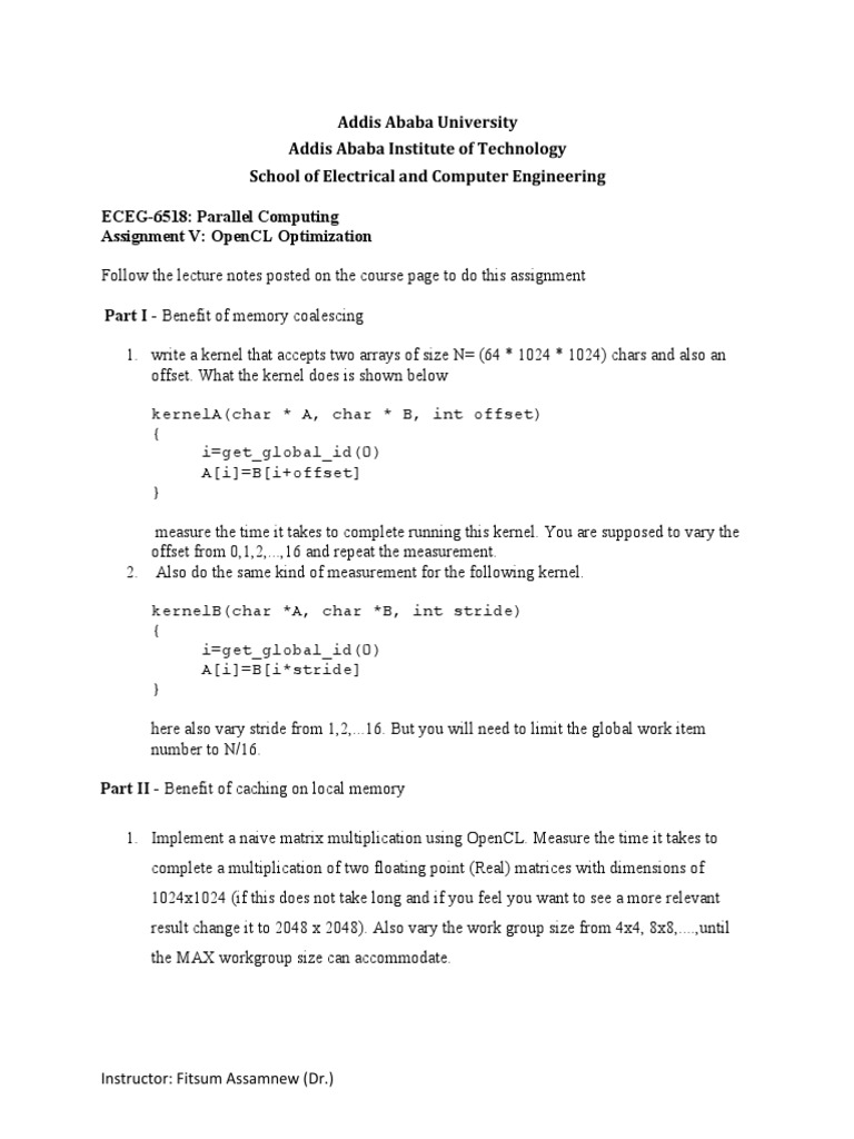 Assignment 5 - OpenCL Optimizations | PDF | Teaching Methods & Materials | Technology & Engineering