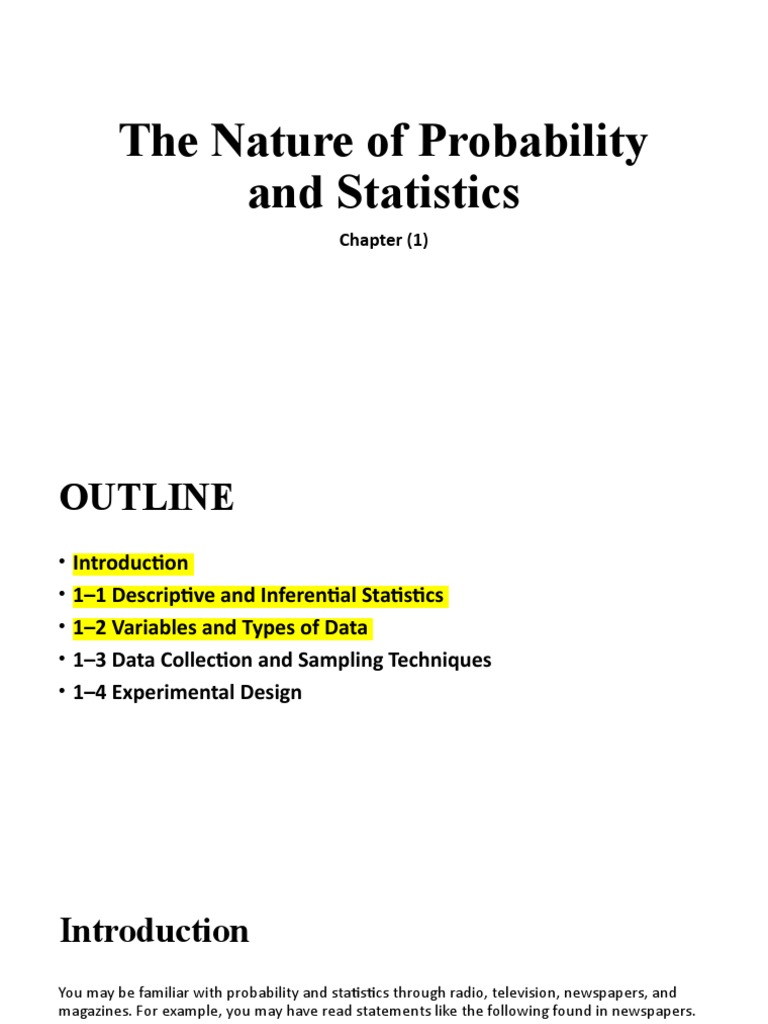 Chapter 1 - The Nature of Probability and Statistics - Sections 1 and 2 ...