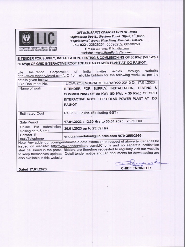 LIC Tender | PDF