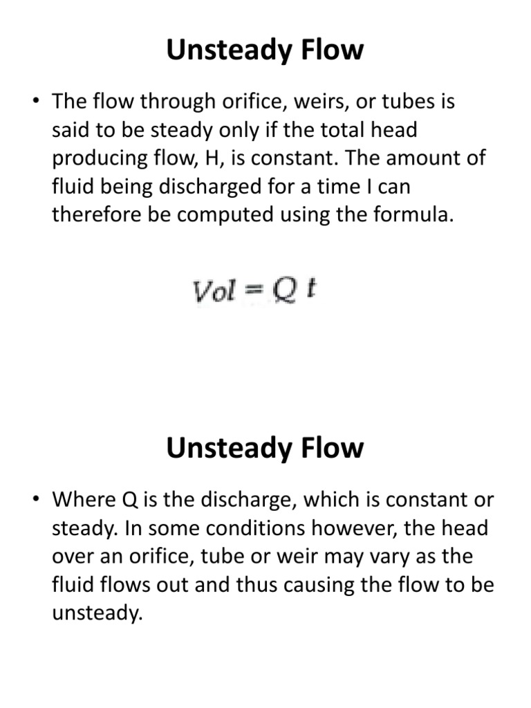Unsteady Flow in Fluid Mechanics | PDF | Home & Garden