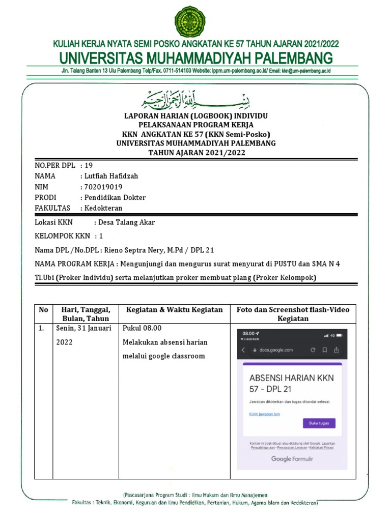 Logbook KKN Minggu Ke-2 | PDF | Sains & Matematika