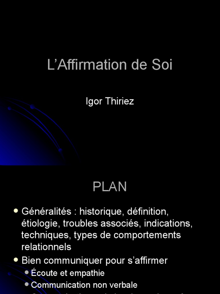 L - Affirmation de Soi | PDF | la communication | Émotions