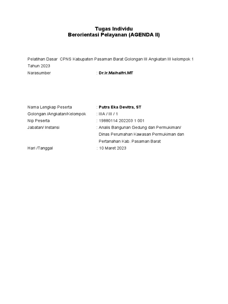 Tugas Individu 1 Agenda 2 Devit | PDF | Ilmu Sosial