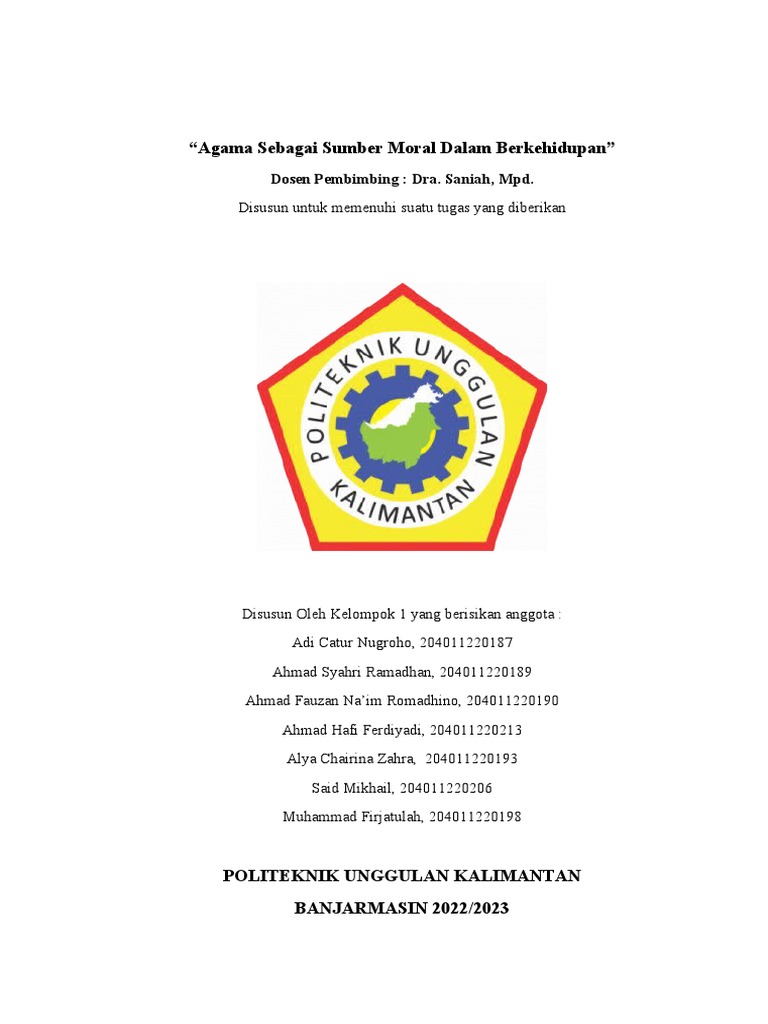 Agama Sebagai Sumber Moral Dalam Berkehidupan - Tugas Kel 1 | PDF Agama Sebagai Sumber Moral Dalam Berkehidupan - Tugas Kel 1 | PDF