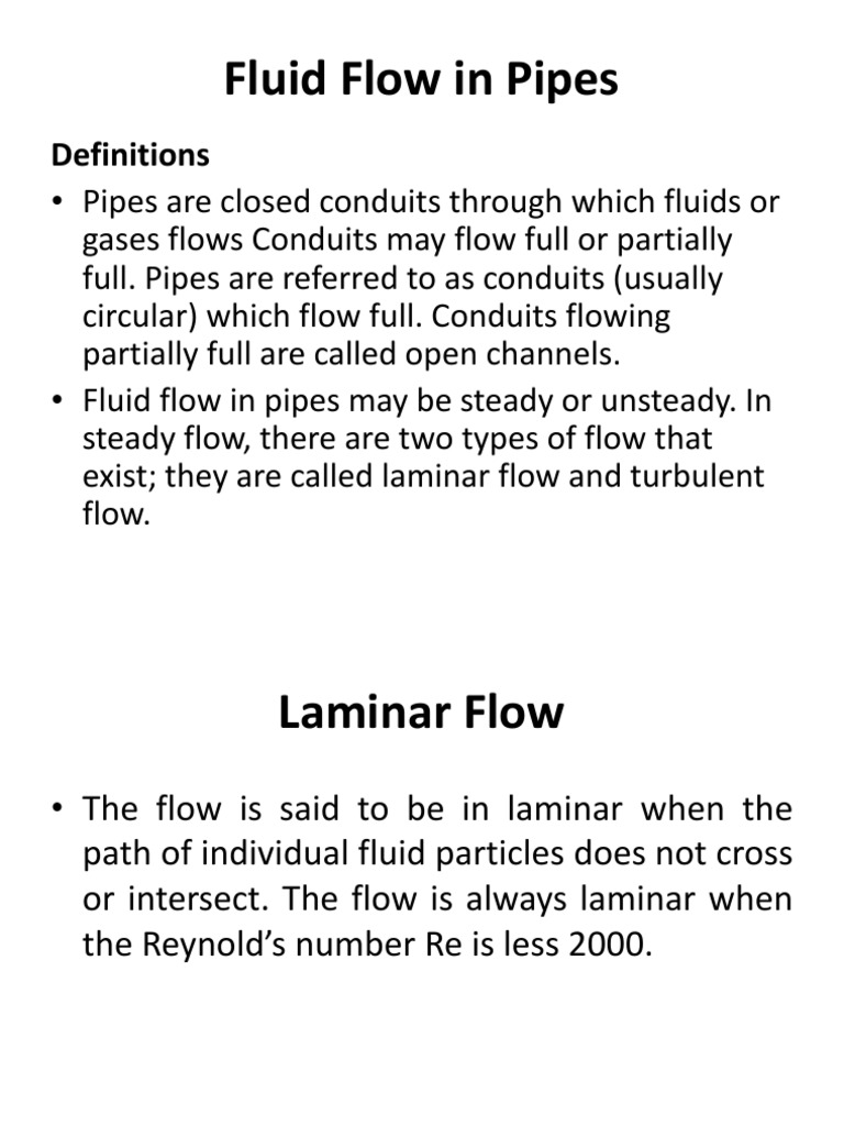 Lecture 6 - Fluid Flow in Pipes | PDF | Reynolds Number | Fluid Dynamics