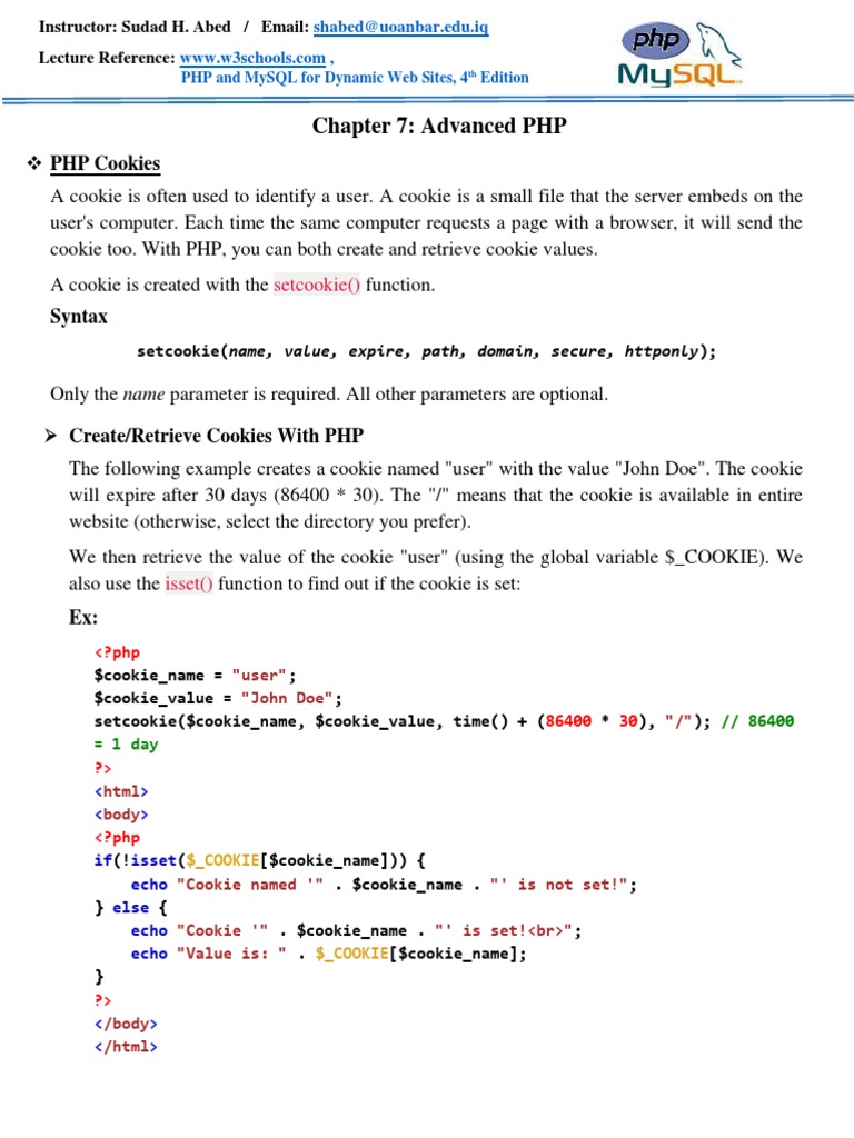 Advanced PHP PDF | PDF | Http Cookie | Php Advanced PHP PDF | PDF | Http Cookie | Php