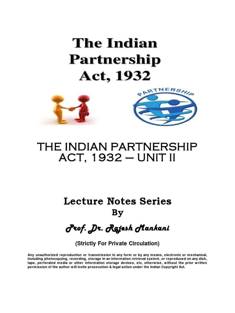 The Indian Partnership Act, 1932 - Unit Ii | PDF | Limited Liability ...
