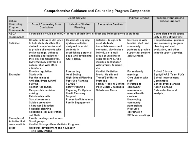 Comprehensive Guidance and Counseling Program Components | PDF | School ...