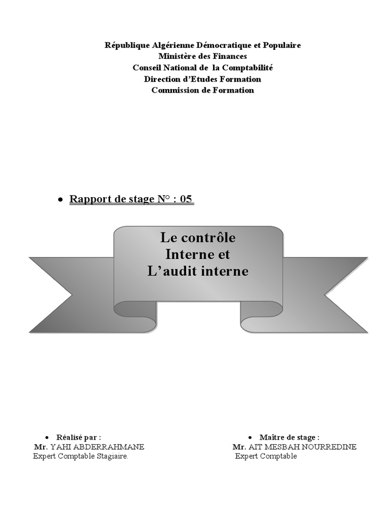 RAPPORT #05 Le Contrôle Interne Et L'Audit Interne | PDF | Contrôle interne | Audit