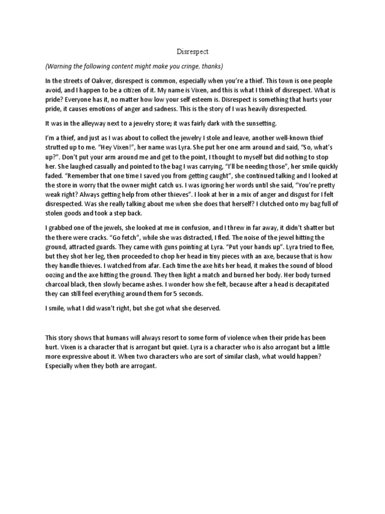 Disrespect English Narrative Story. | PDF