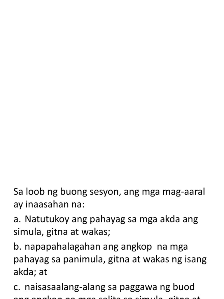 Mga Salitang Hudyat NG Simula, Gitna at Wakas | PDF