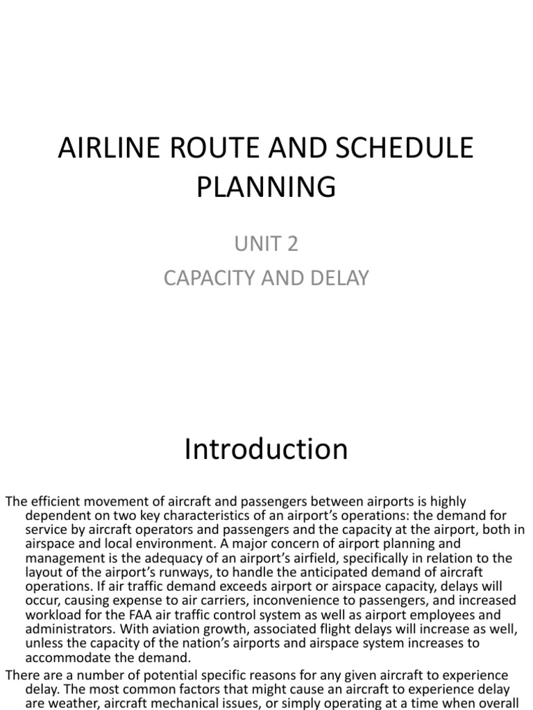 Airline Route and Schedule Planning: Unit 2 Capacity and Delay | PDF ...
