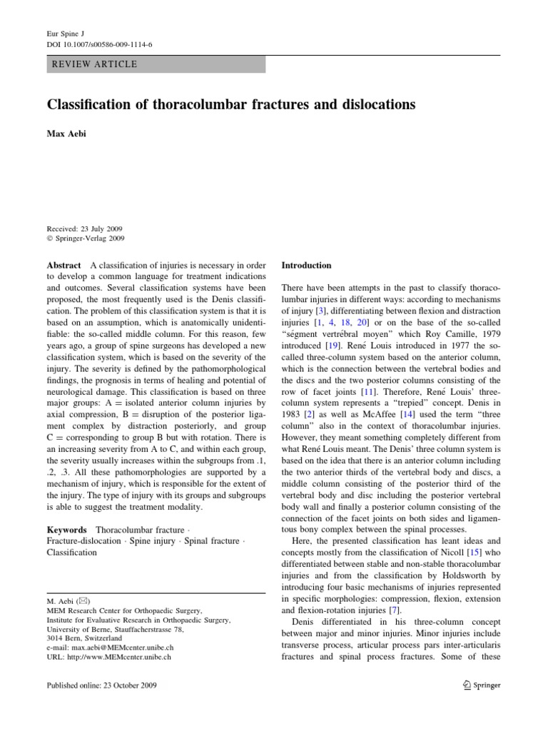 AO Classification TL Fractures PDF | PDF | Vertebral Column | Vertebra