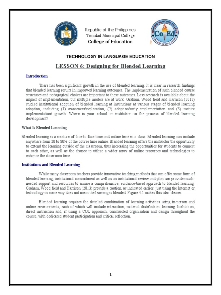 Lesson 6 Blended Learning Design | PDF | Educational Assessment ...