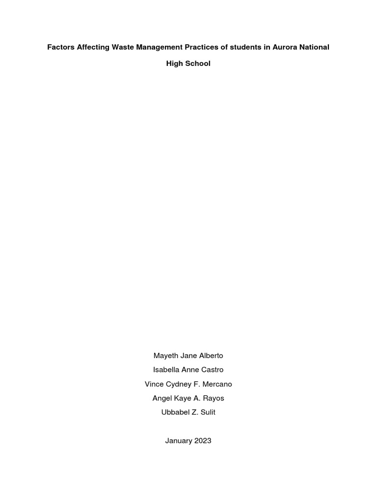 Technical Report Final Na Final Na | PDF | Methodology | Waste Management