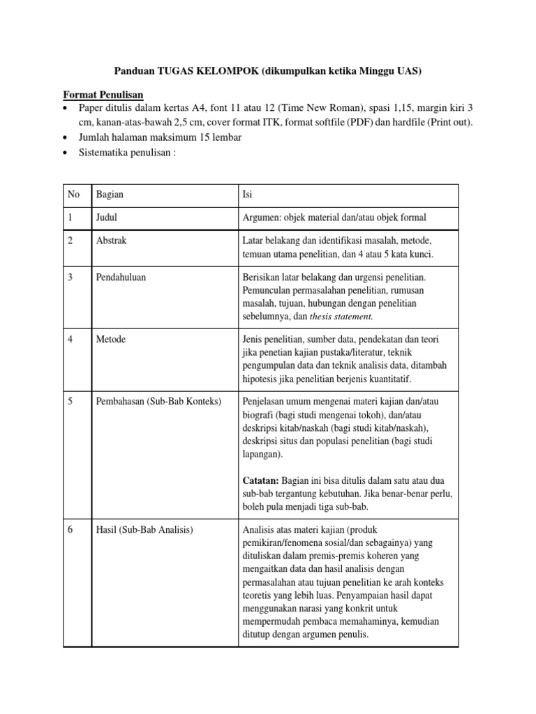 13 Format Penulisan Paper - Kelompok PDF | PDF