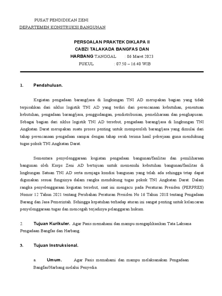 PERSOALAN PRAKTEK TALAKADA BANGFAS DAN HARBANG.docx | PDF