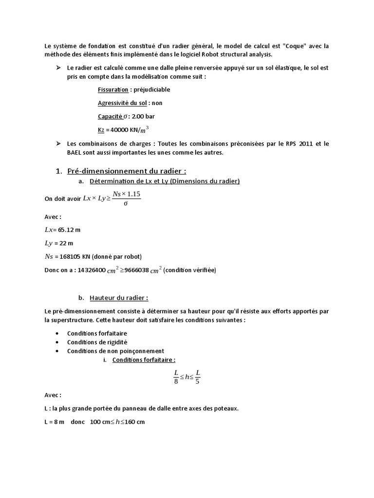Note de Calcul Radier Général - Copie | PDF | Mécanique newtonienne | Mécanique du solide