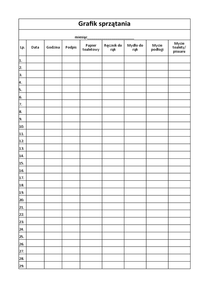 Grafik Sprzątania | PDF