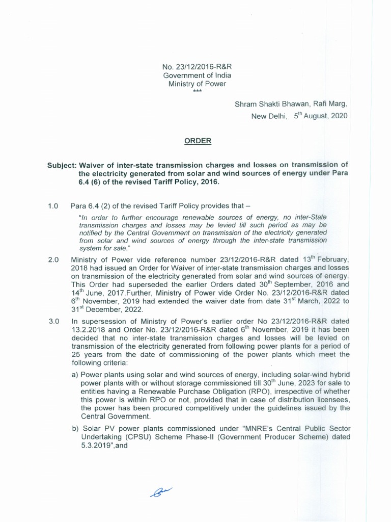 ISTS Waiver-1 | PDF | Electric Power Transmission | Power Station