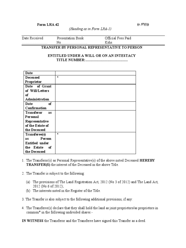 Form LRA 42 | PDF | Legal Documents | Document