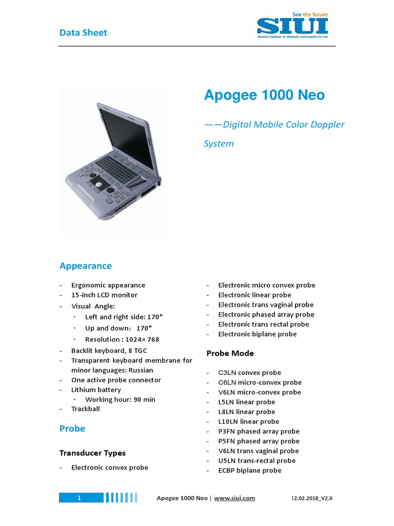 Apogee 1000 Neo Data Sheet - V2.X - 180212 | PDF | Ventricle (Heart ...