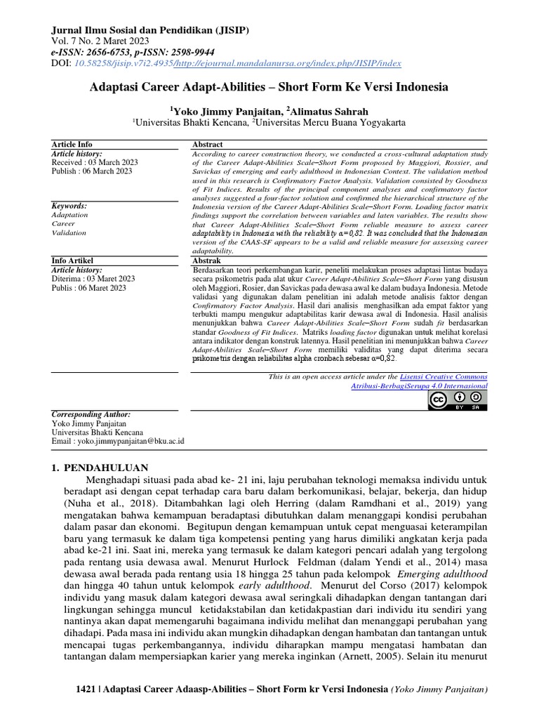 Validasi CAAS-SF untuk Indonesia | PDF | Statistics | Psychology