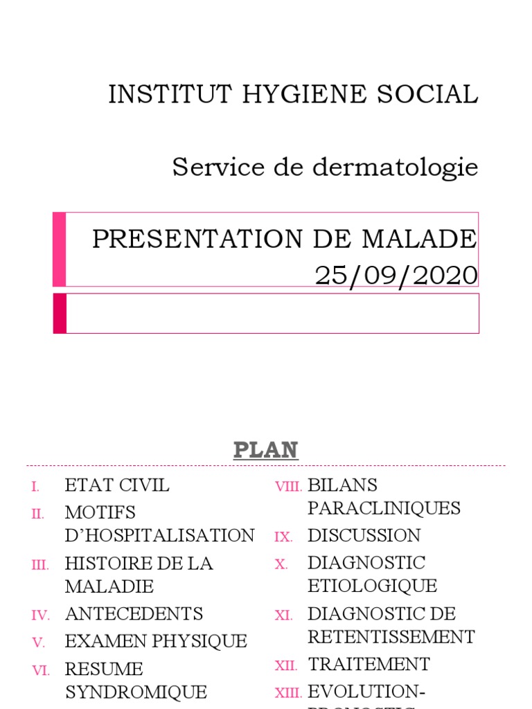 Presentation de Malade | PDF | Médecine clinique | Spécialités médicales
