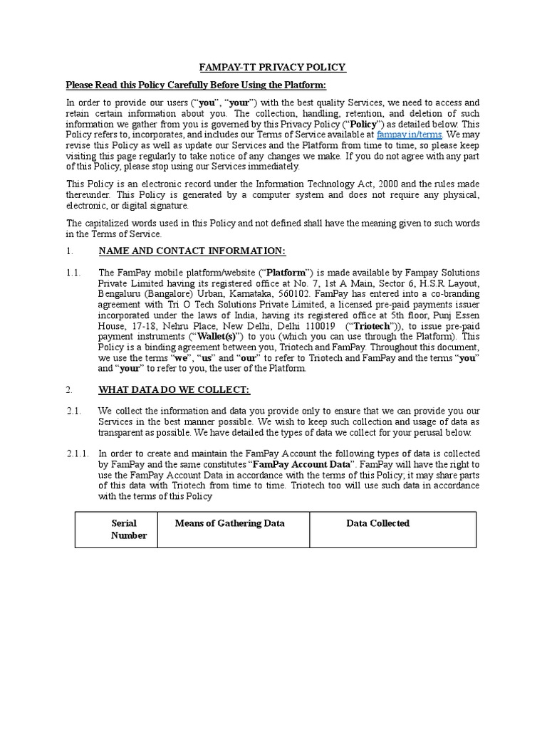 FamPay TT Privacy Policy | PDF | Http Cookie | Privacy