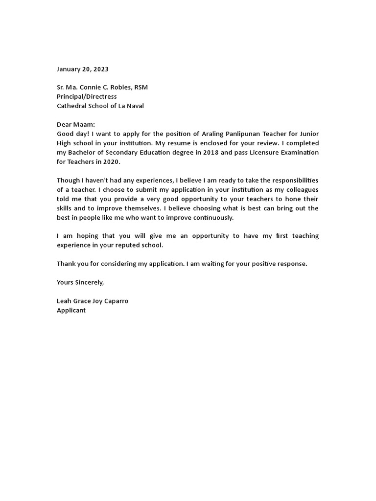 Application Letter CSN | PDF