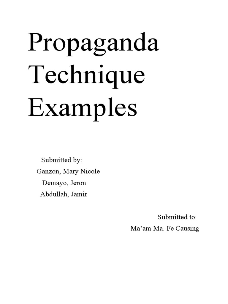 Propaganda Technique Examples | PDF
