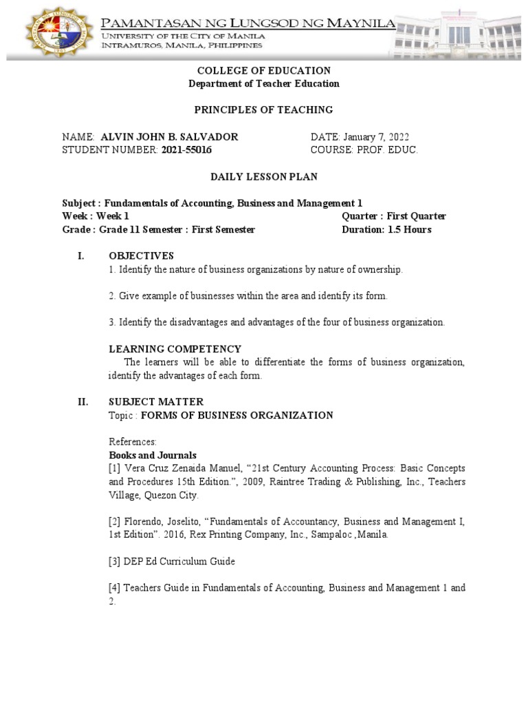 Finals-Lesson Plan-Salvador, Alvin John B. - Prof Ed | PDF | Learning | Teachers