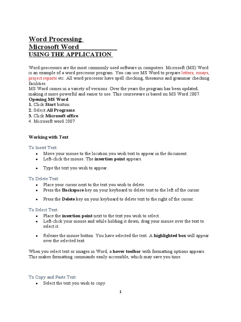 WRD Notes | PDF | Microsoft Word | Menu (Computing)