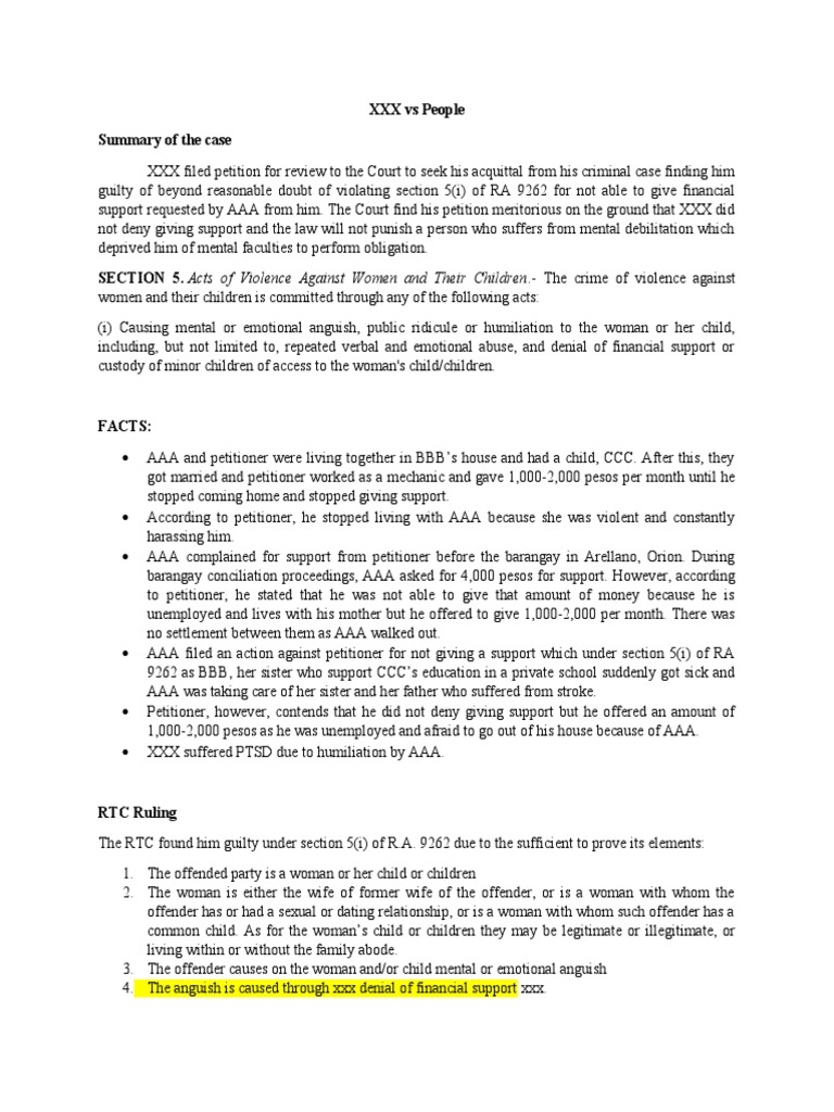 XXX Vs People | PDF | Violence | Psychological Abuse