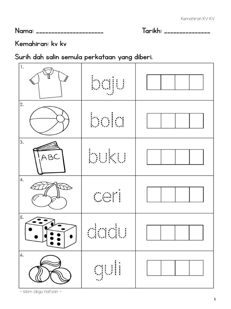 Lembaran Kerja Surih Dan Salin | PDF