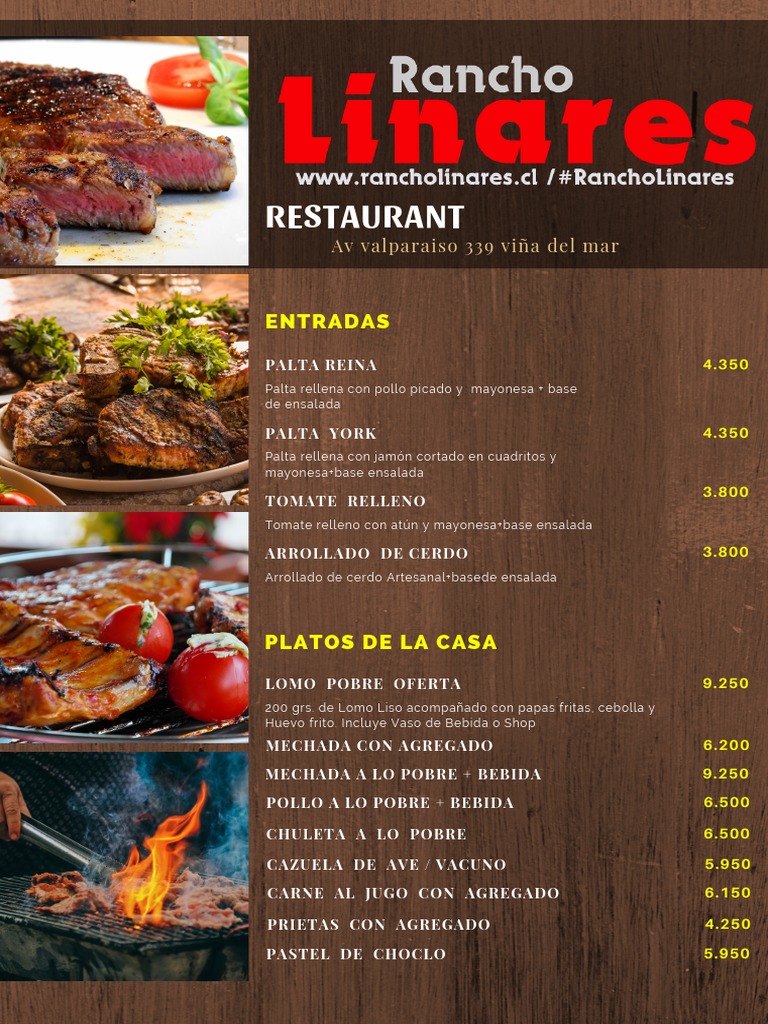 Menú del Rancho y Parrilladas en Viña | PDF | filete | Tortita