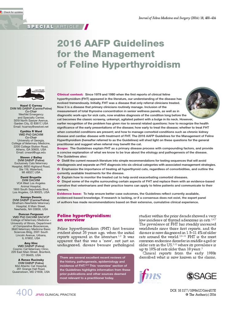 2016 AAFP Feline Hyperthyroidism Guidelines | PDF | Hyperthyroidism ...