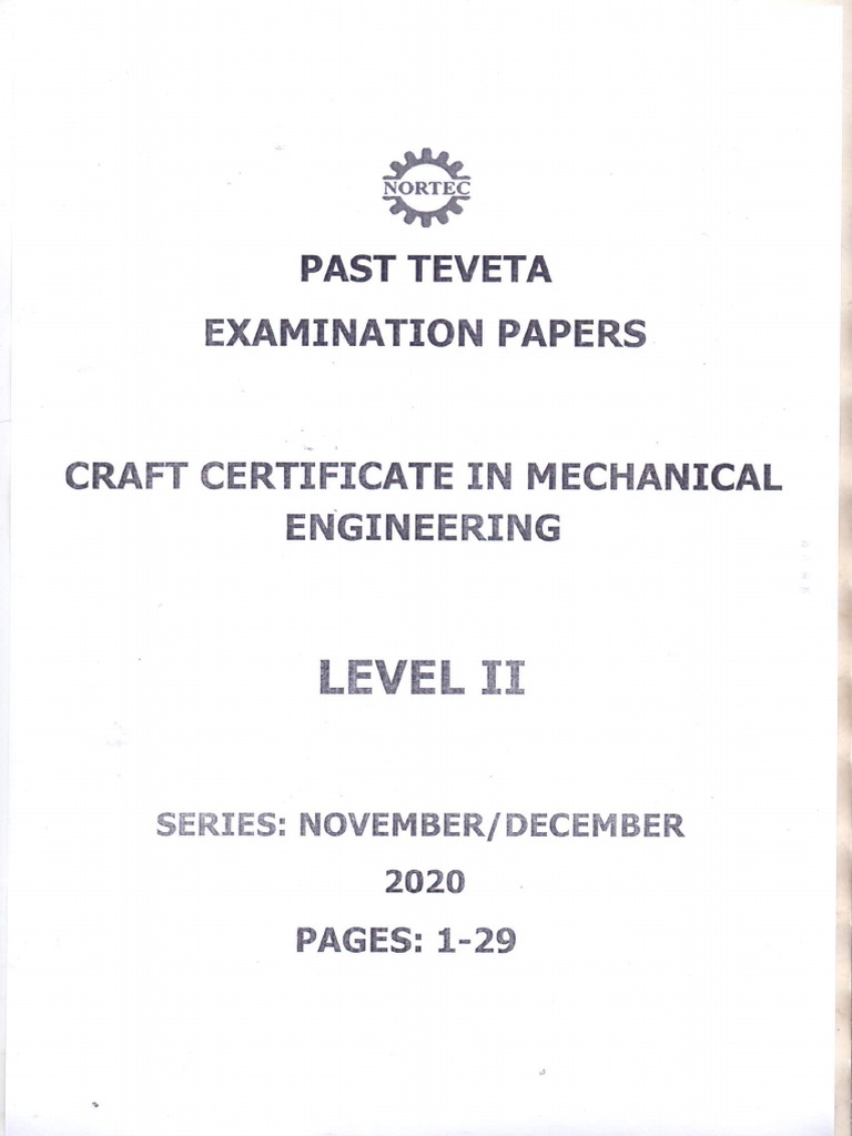 Craft Certificate in Mecanical Engineering Level Ii. December 2020 PDF ...
