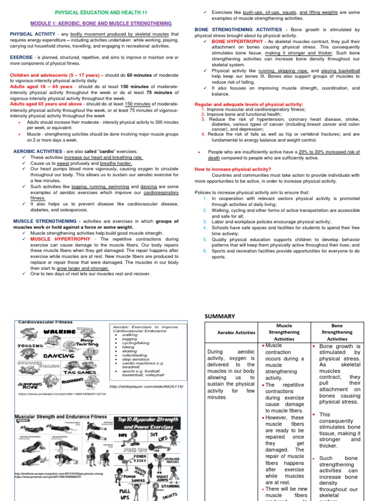 Physical Education and Health 11 (M1-M4) | PDF | Body Mass Index | Strength Training