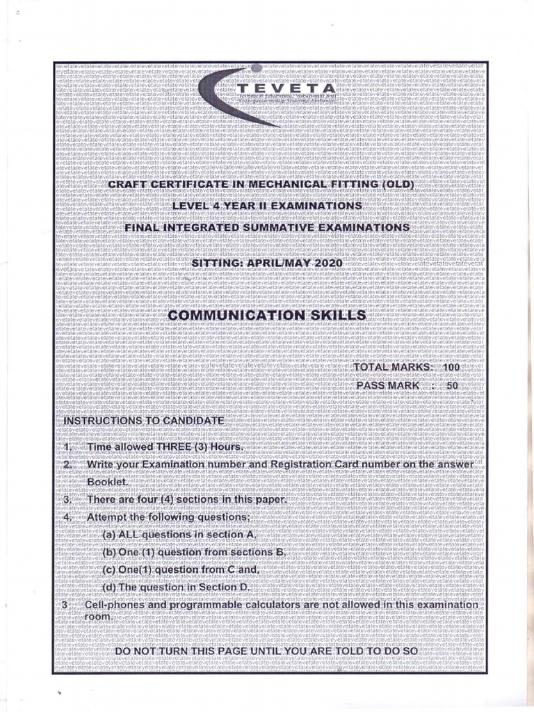 Craft Certificate in Mechanical Fitting Level Ii April 2020 | PDF