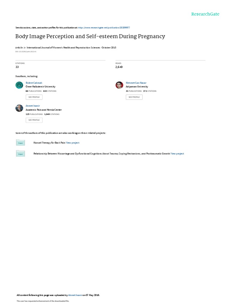 Body Image Perception and Self-Esteem During Pregn | PDF | Pregnancy | Obstetrics