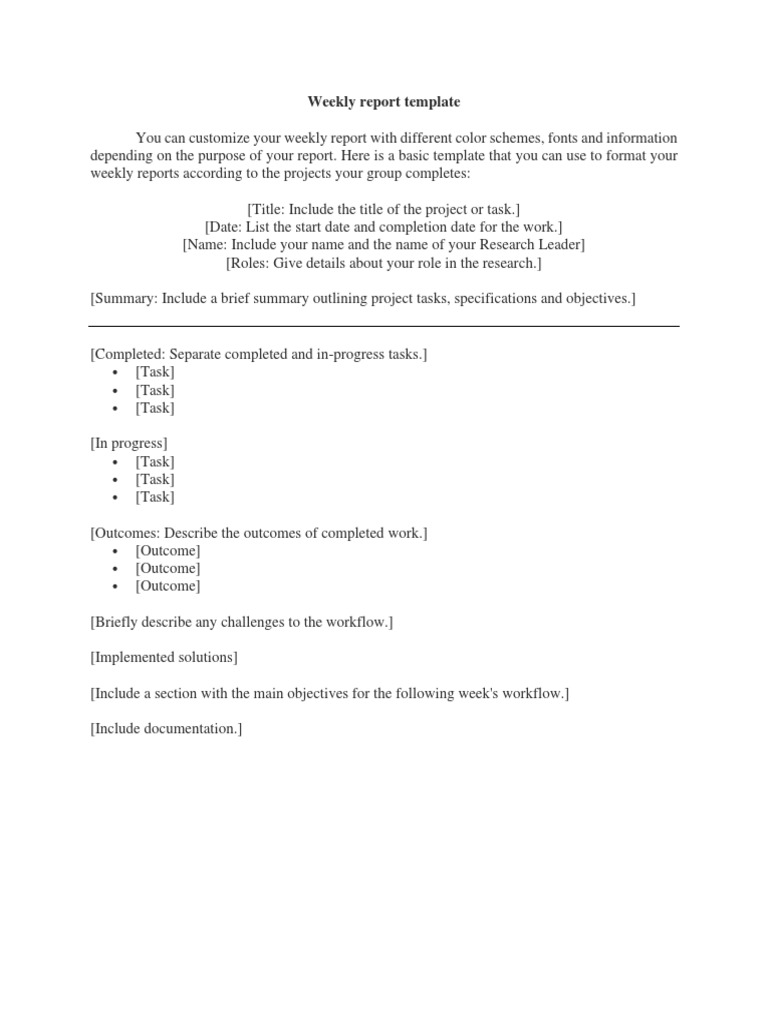 Weekly Report Template and Example | PDF | Social Media Marketing ...
