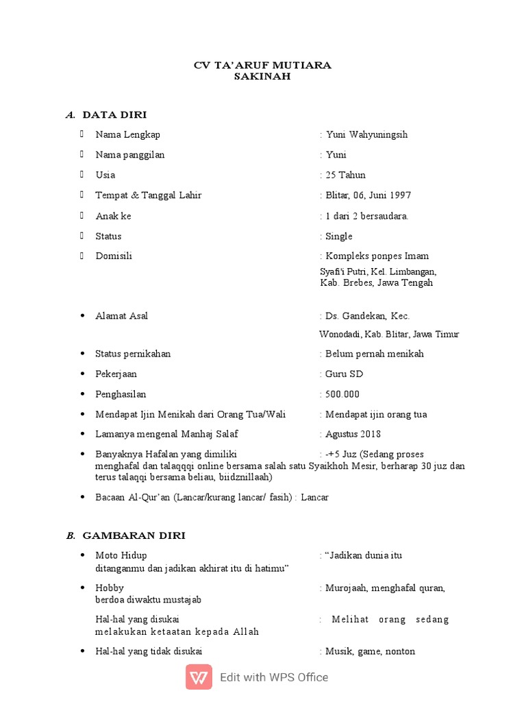 CV Mutiara Sakinah1 | PDF